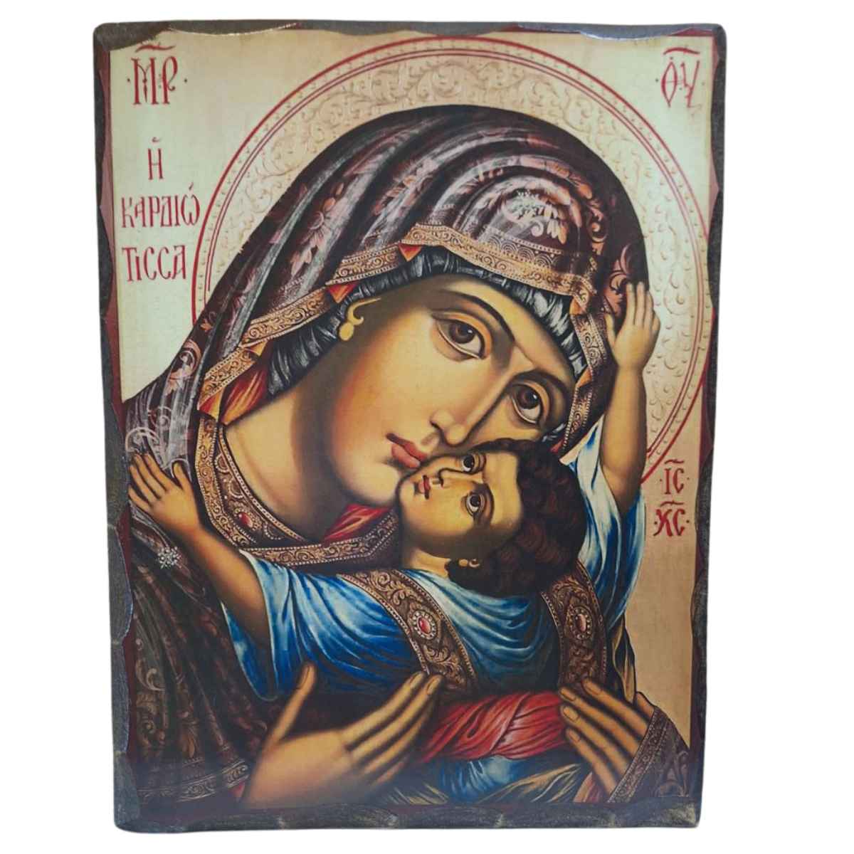 εικόνα παλαιωμένη με την Παναγία Καρδιώτισσα